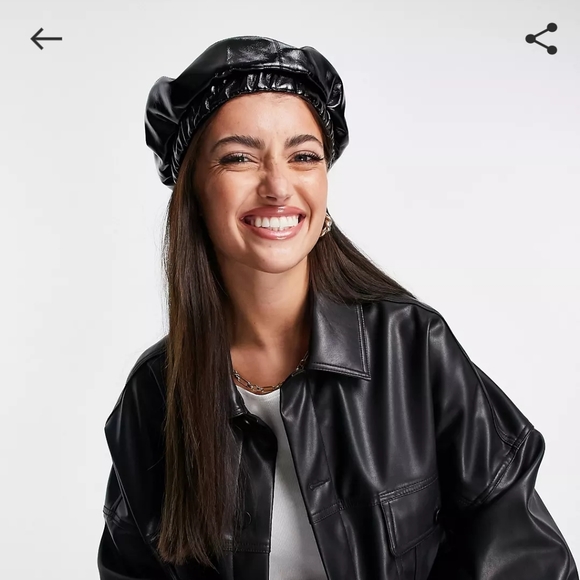 ASOS | Accessories | New Asos Vinyl Beret | Poshmark
